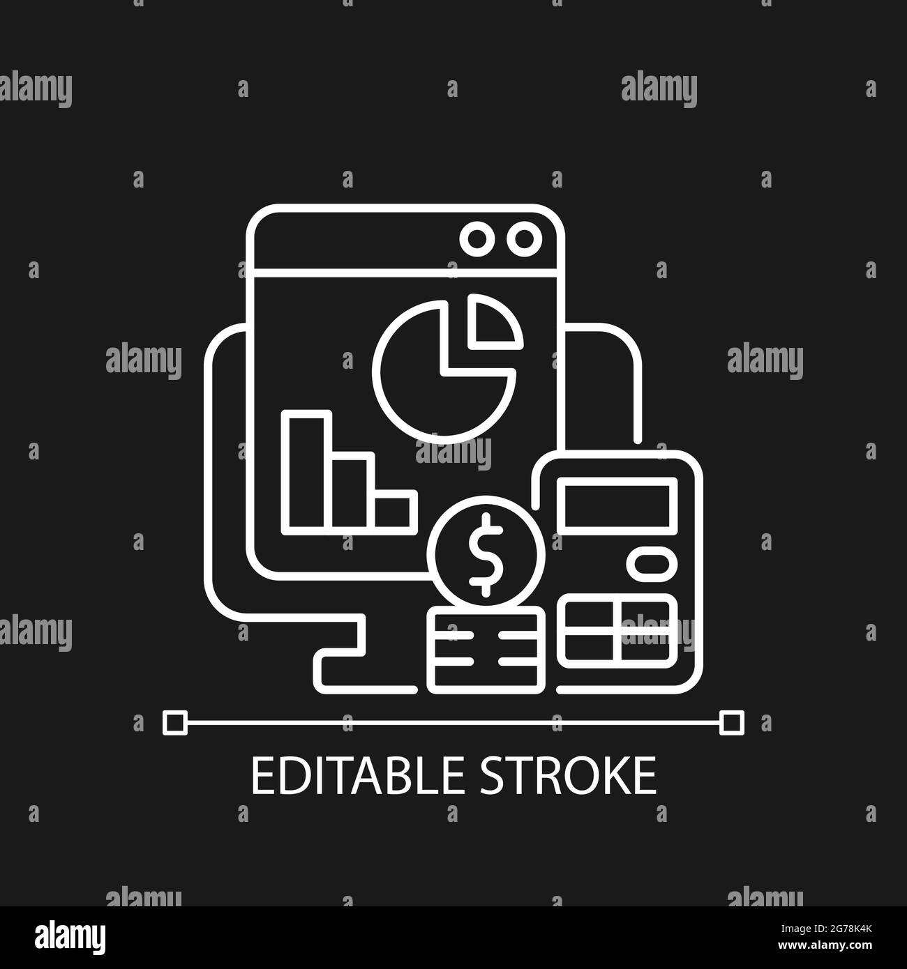 Cost management white linear icon for dark theme Stock Vector Image ...