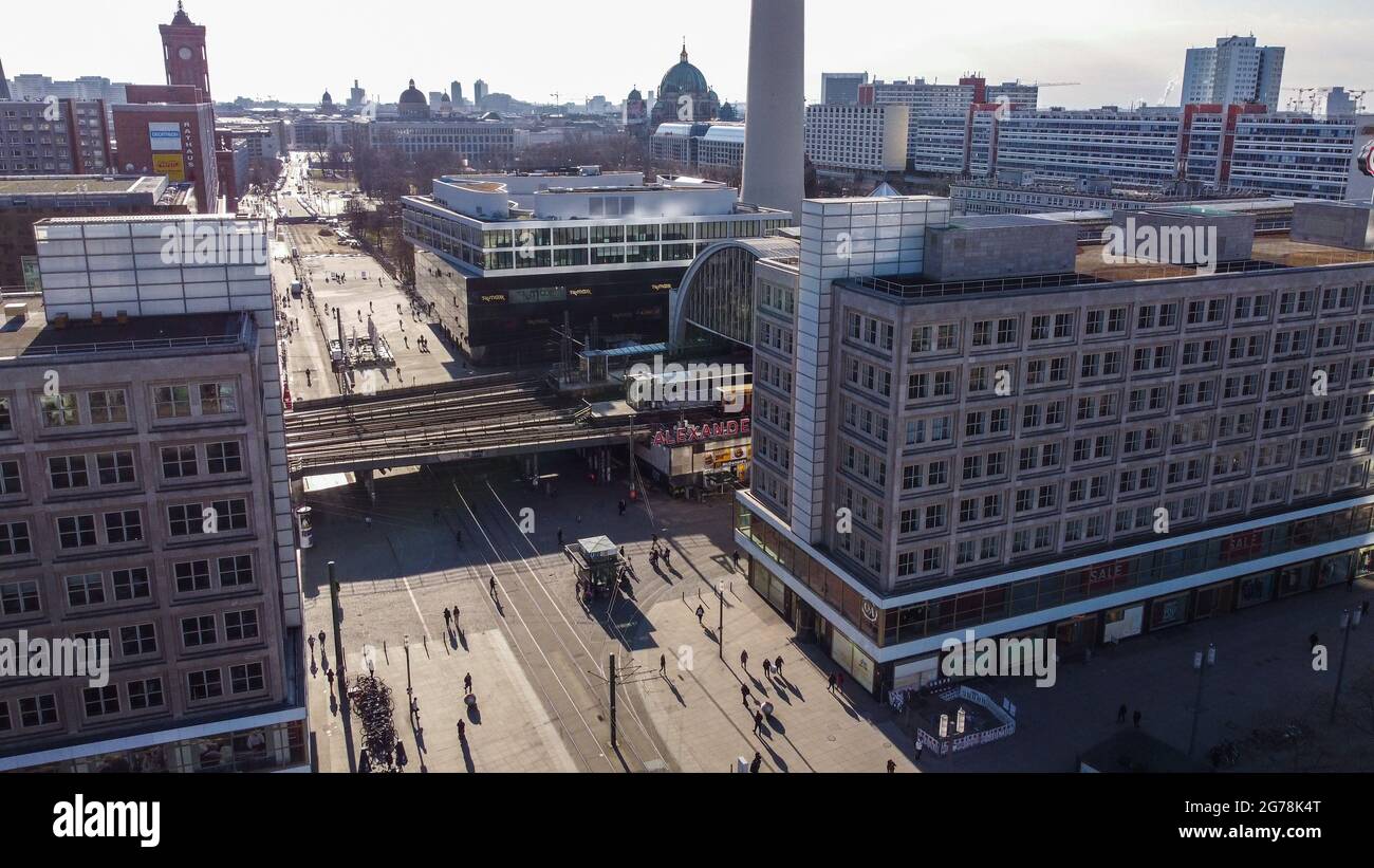 Famous Alexanderplatz Square in Berlin from above - aerial view - urban ...