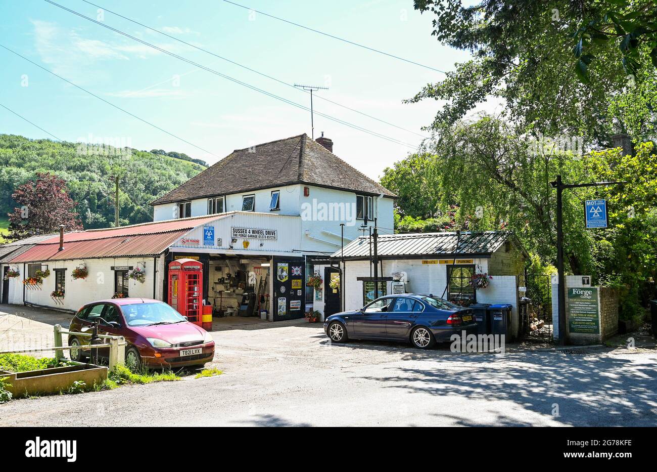 The old fashioned Forge Garage at Poynings in Sussex specialising in ...