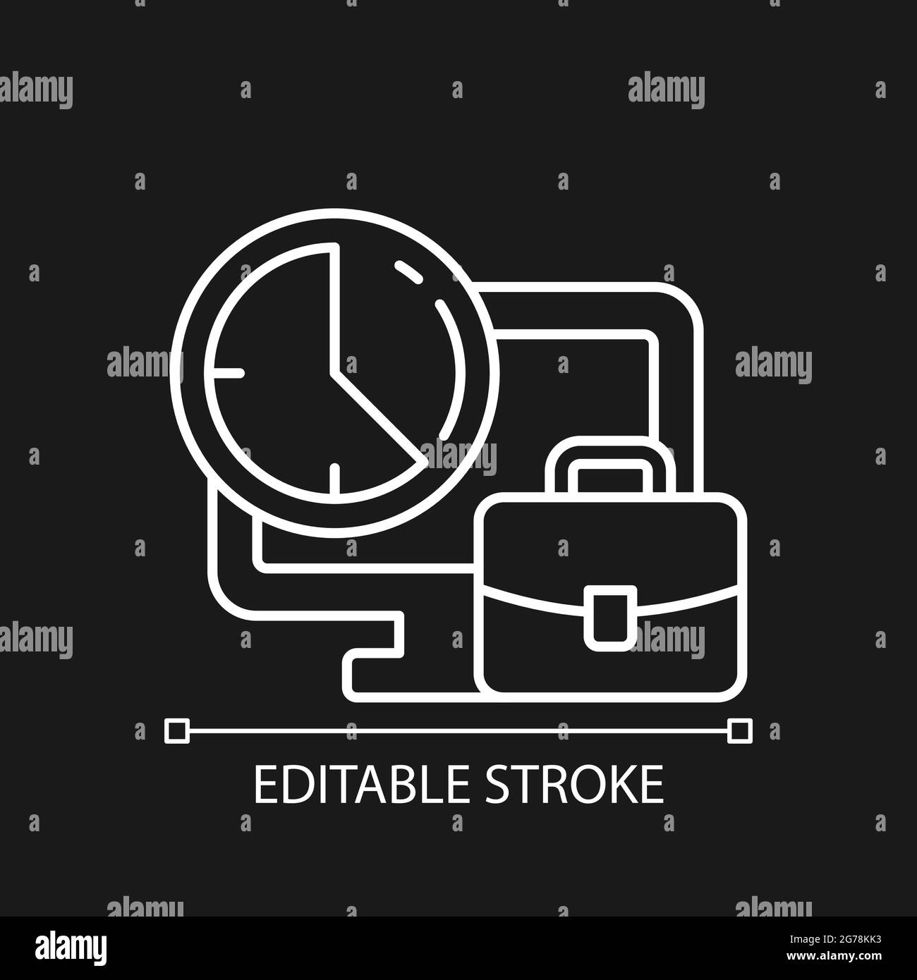 Set working hours white linear icon for dark theme Stock Vector Image ...