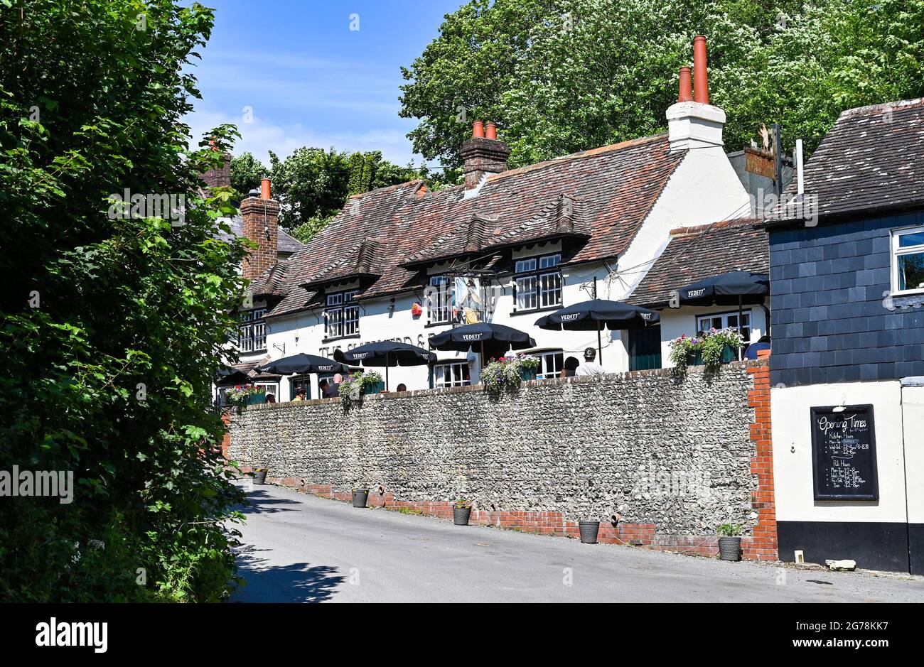 The Shepherd & Dog pub at Fulking near Devils Dyke just north of ...