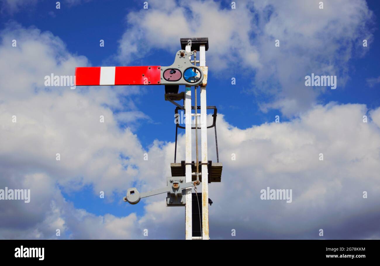 Disused railway signal with bullet holes Stock Photo - Alamy