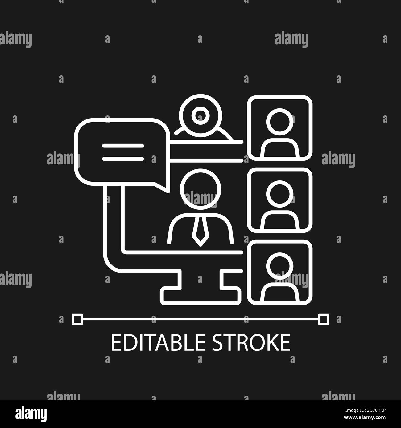 Video conference white linear icon for dark theme Stock Vector Image ...