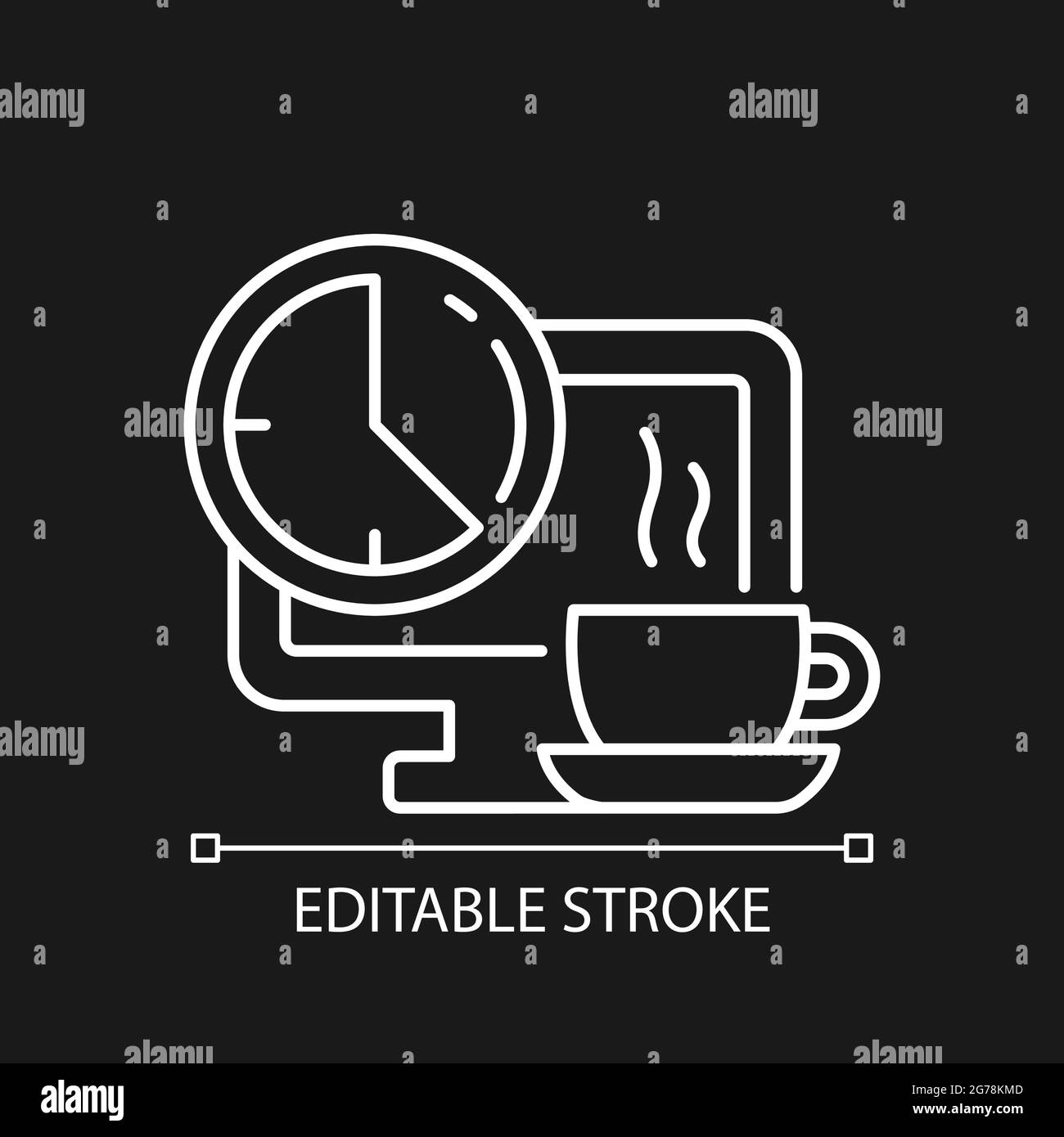 Breaks in work graphic white linear icon for dark theme Stock Vector ...