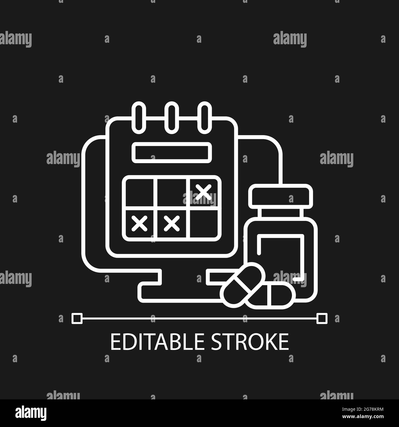 Tracking sick leave time white linear icon for dark theme Stock Vector ...