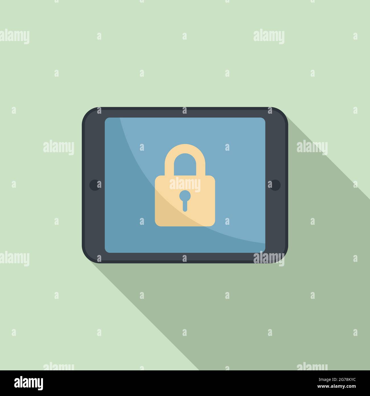 Tablet locking icon flat vector. Secure lock. Data mobile tablet Stock ...