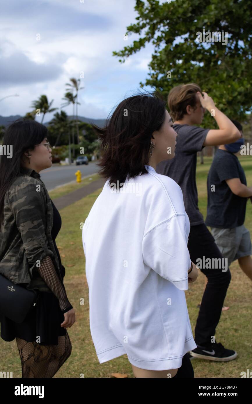 Capture of a high school friends in Hawaii Stock Photo - Alamy