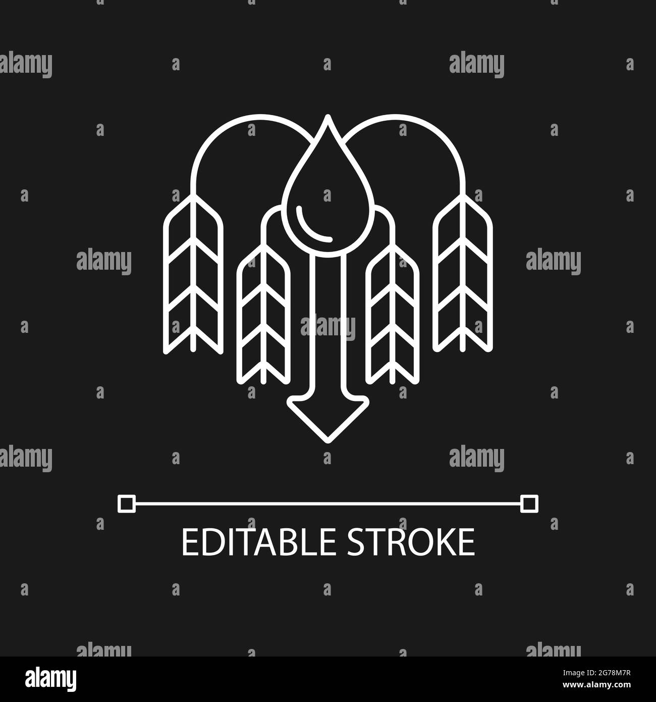 Crop shortage due to water resources lack white linear icon for dark ...