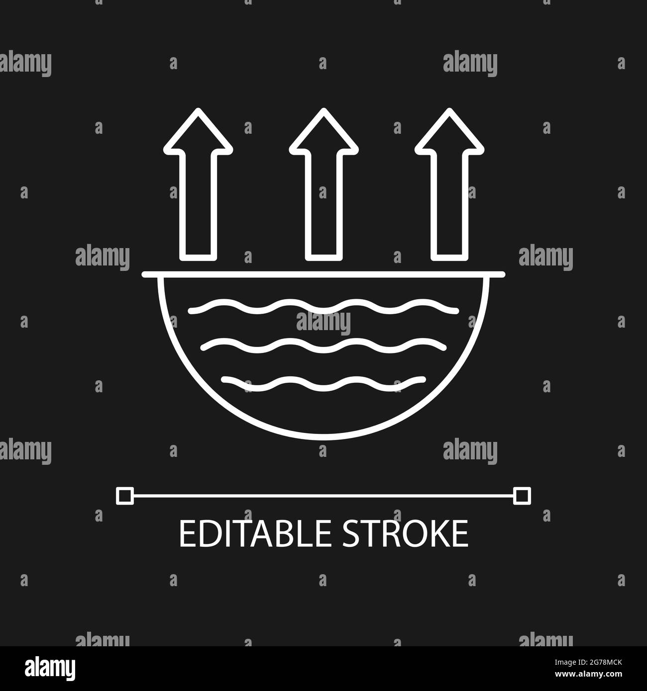 Water evaporation issue white linear icon for dark theme Stock Vector ...