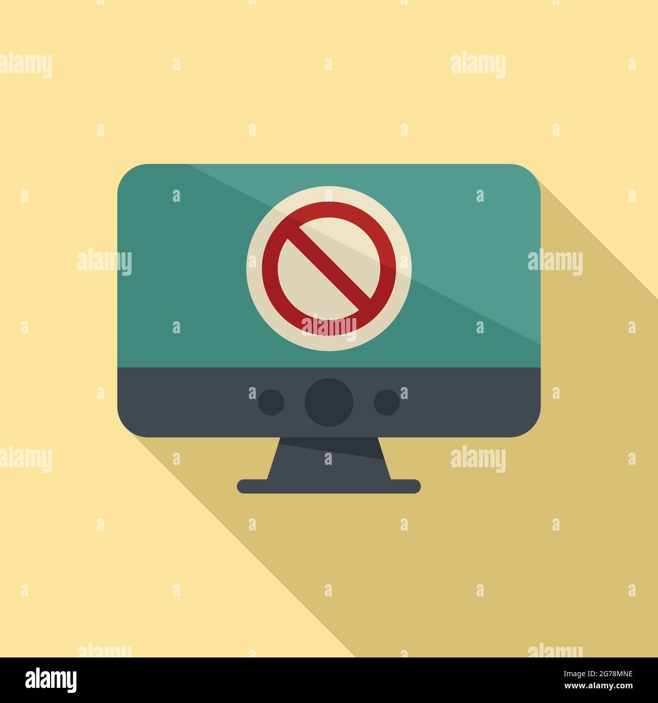 Blocked pc icon flat vector. Access block. Computer account Stock ...