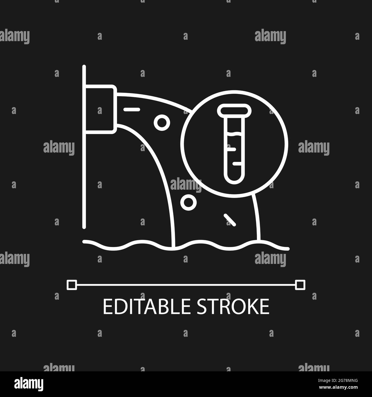 Water pollution control white linear icon for dark theme Stock Vector ...