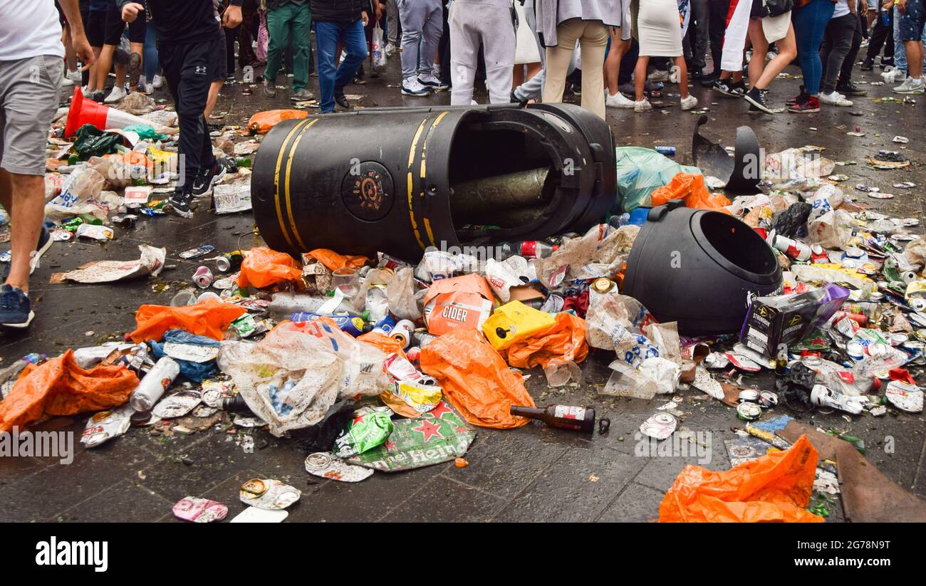 London, United Kingdom. 11th July 2021. England supporters destroy ...