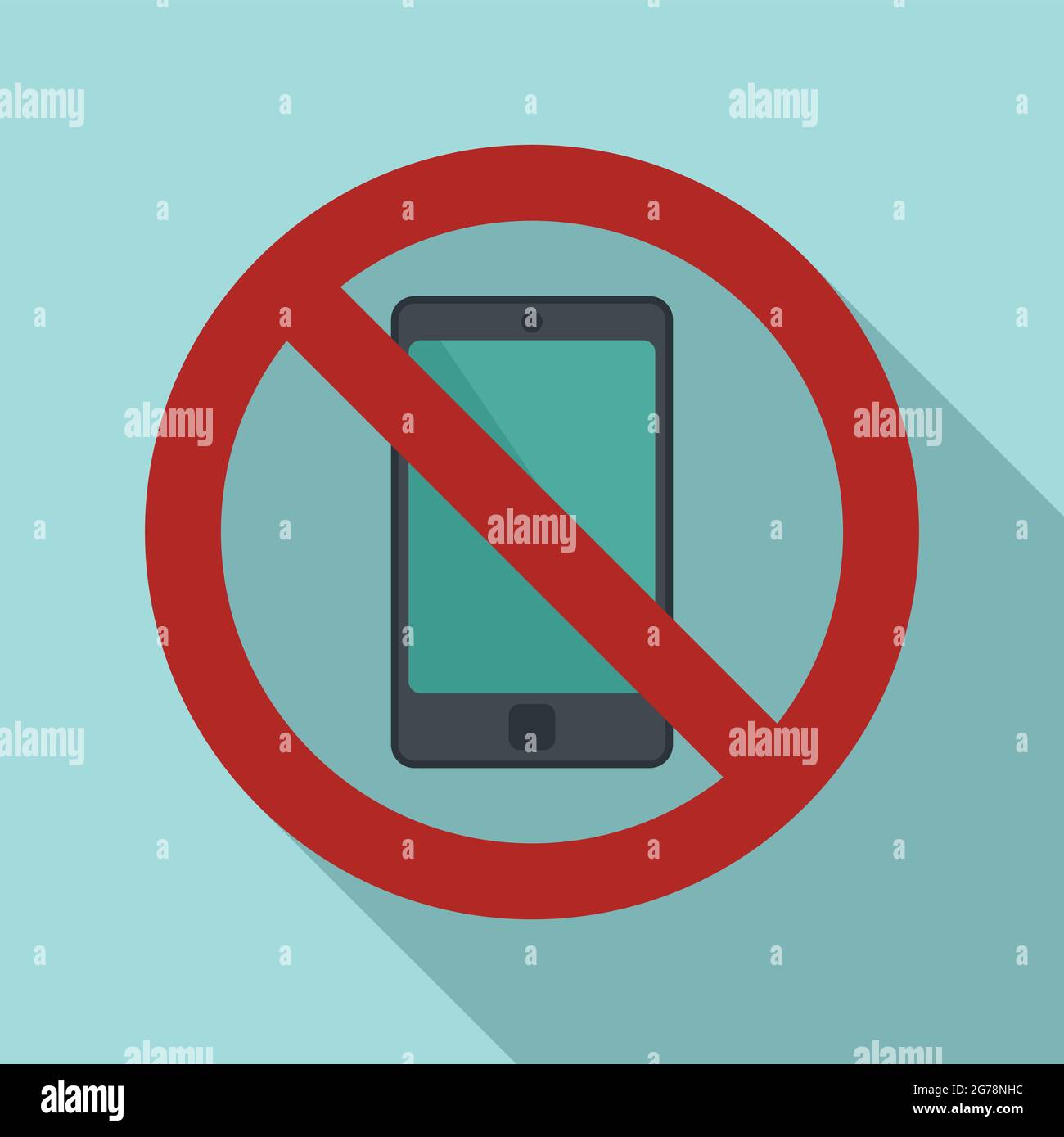 Restricted phone icon flat vector. Turn off smartphone. Silence mobile ...