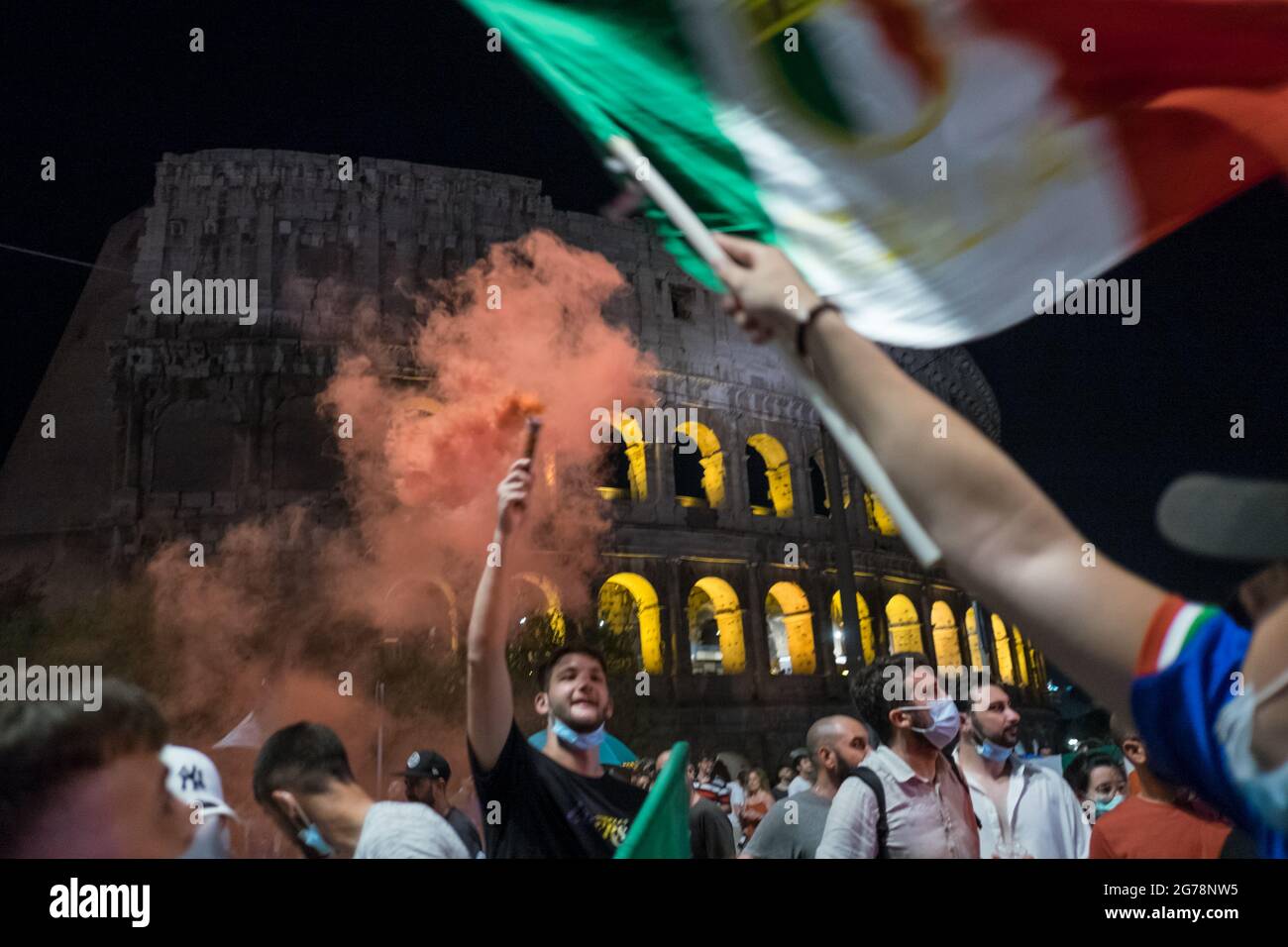 Italians Celebrate UEFA Euro 2020 Football Cup Victory in Rome ...