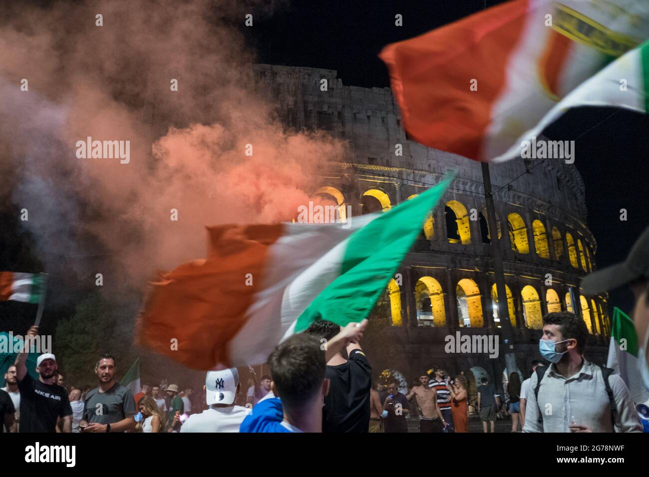 Italians Celebrate UEFA Euro 2020 Football Cup Victory in Rome ...