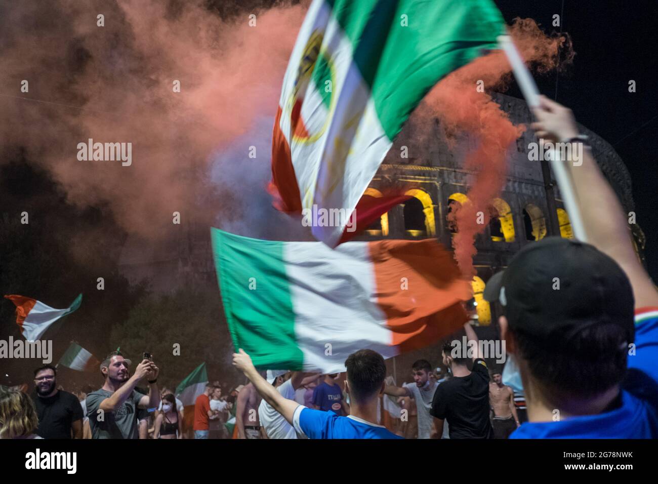 Italians Celebrate UEFA Euro 2020 Football Cup Victory in Rome ...