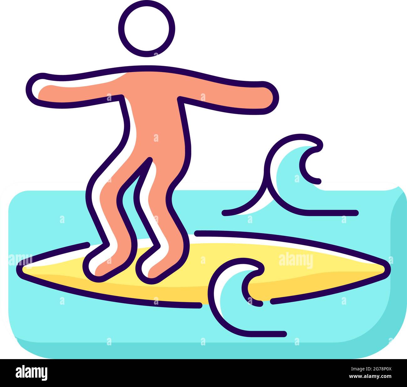 Noseriding surfing technique RGB color icon Stock Vector Image & Art ...
