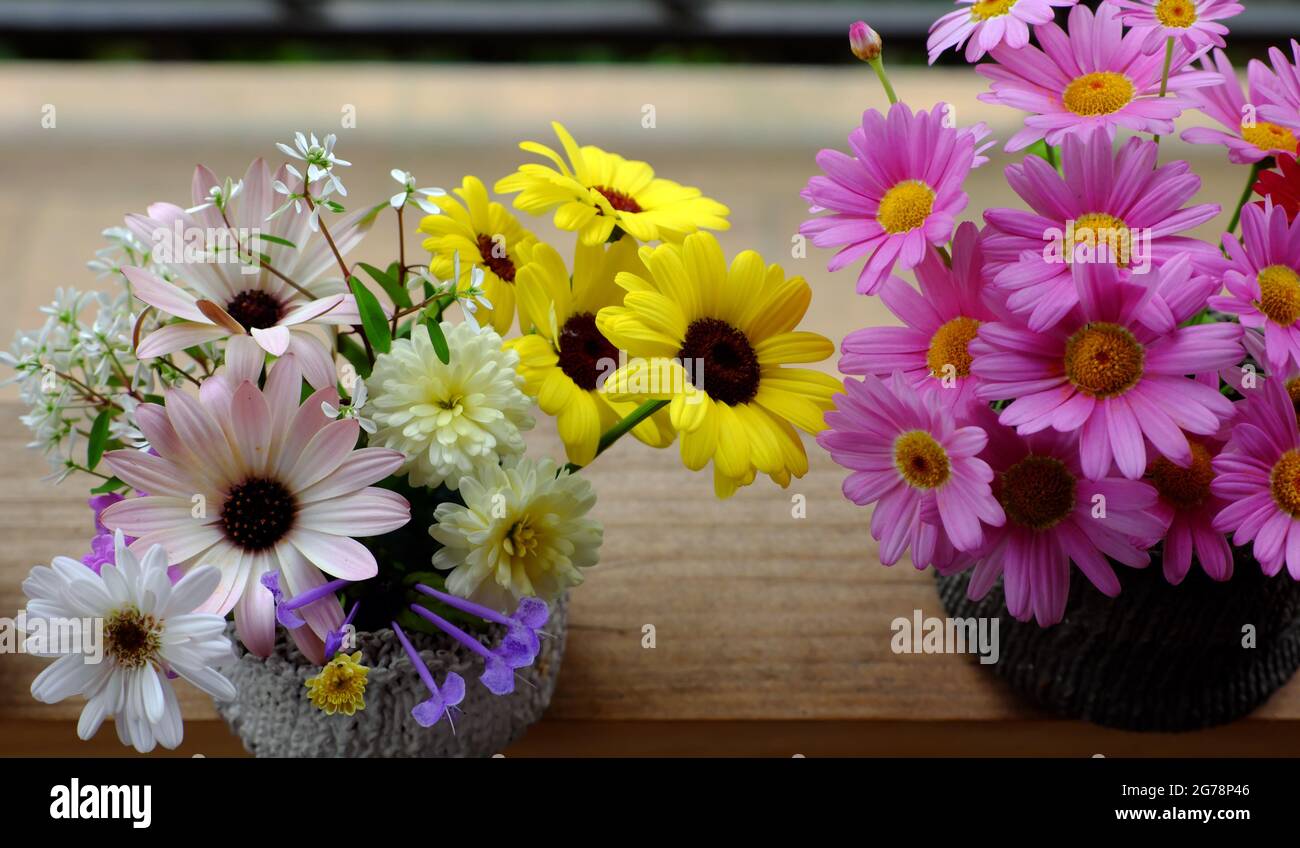 Beautiful colorful flower arrangement for decor inside home, variety ...