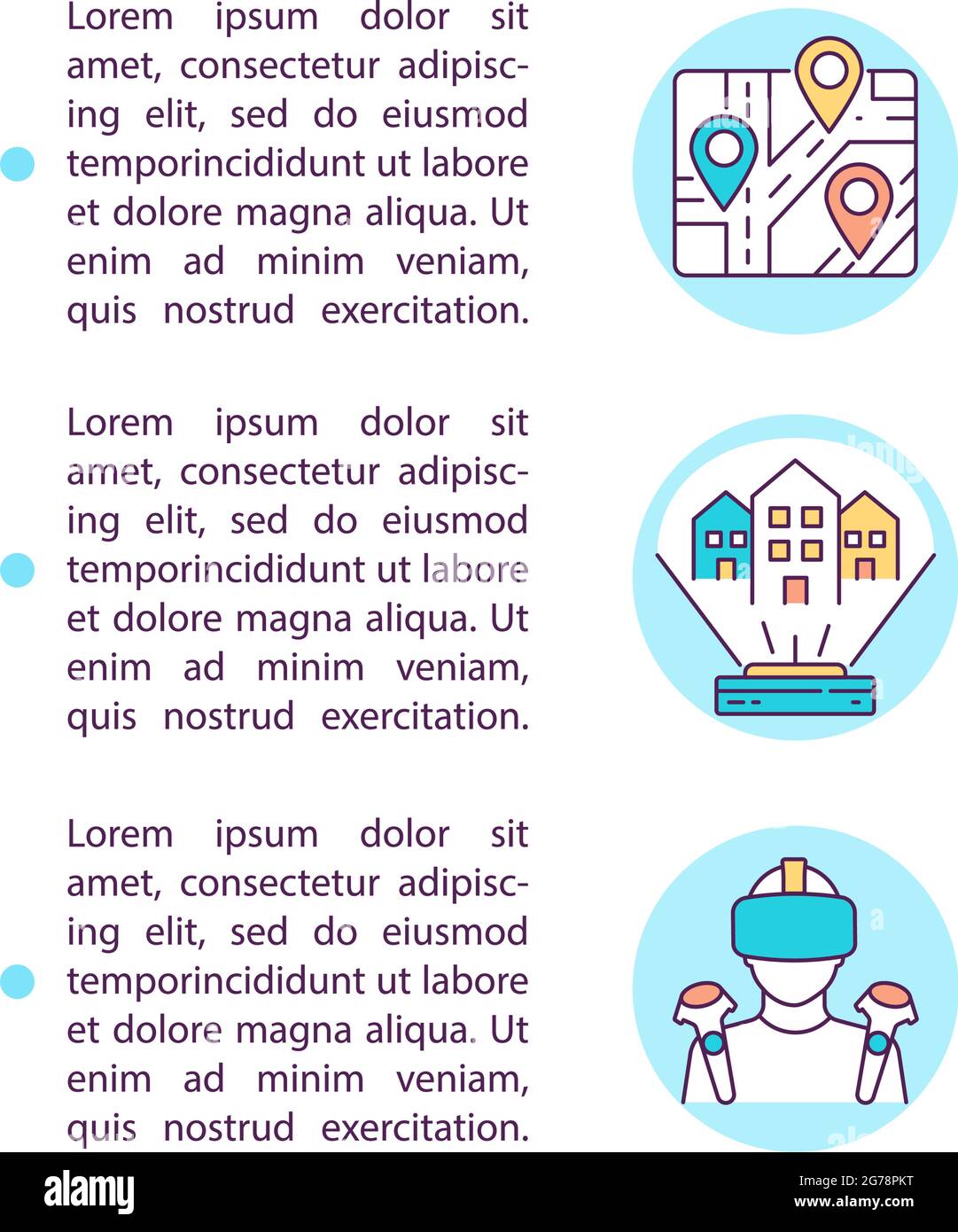 Augmented reality city maps concept line icons with text Stock Vector ...