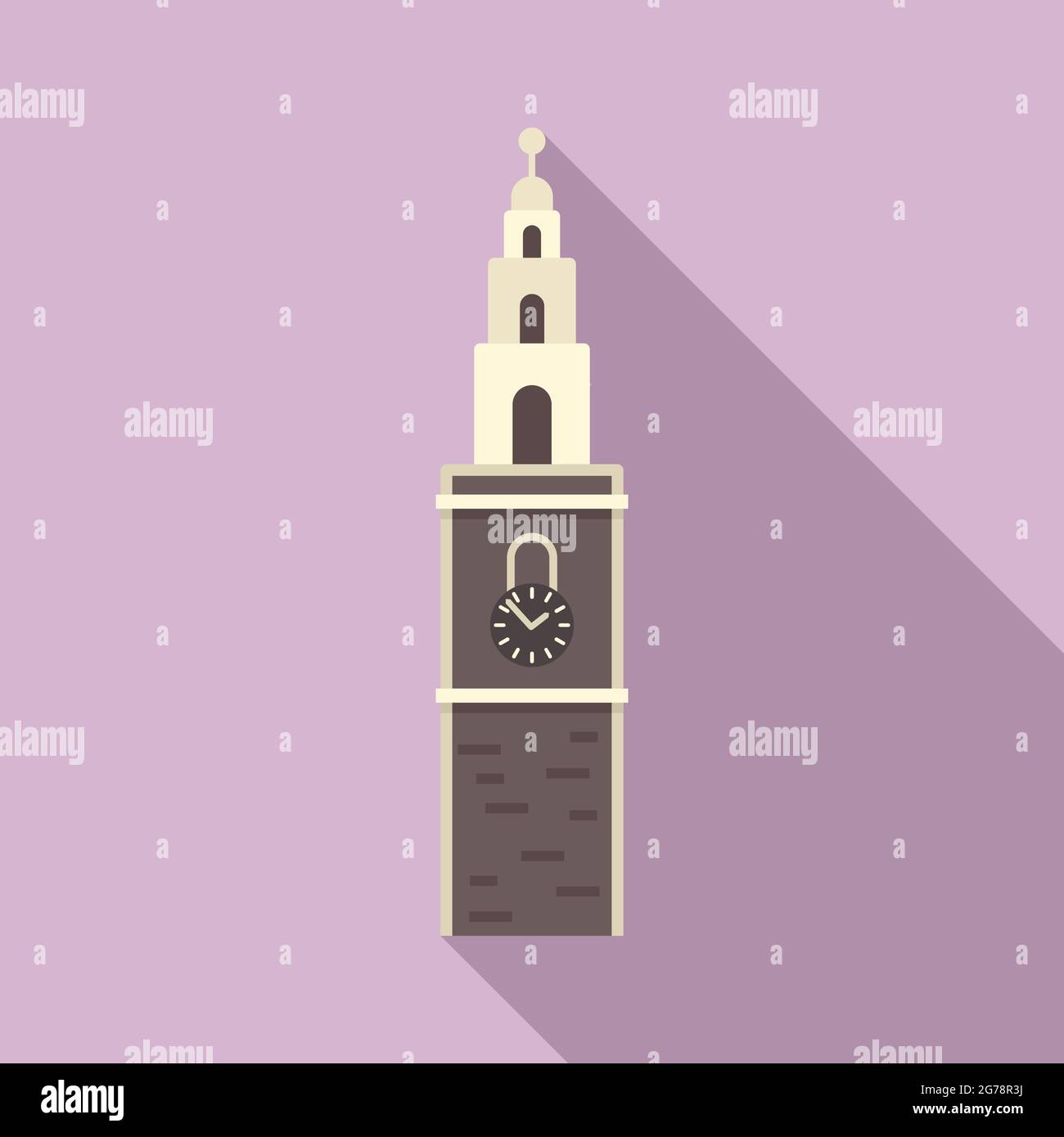Clock tower icon flat vector. Big ben building. Old clock tower Stock ...