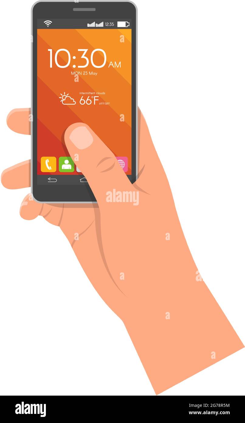 Vector phone in human hand icon illustration on white Stock Vector ...