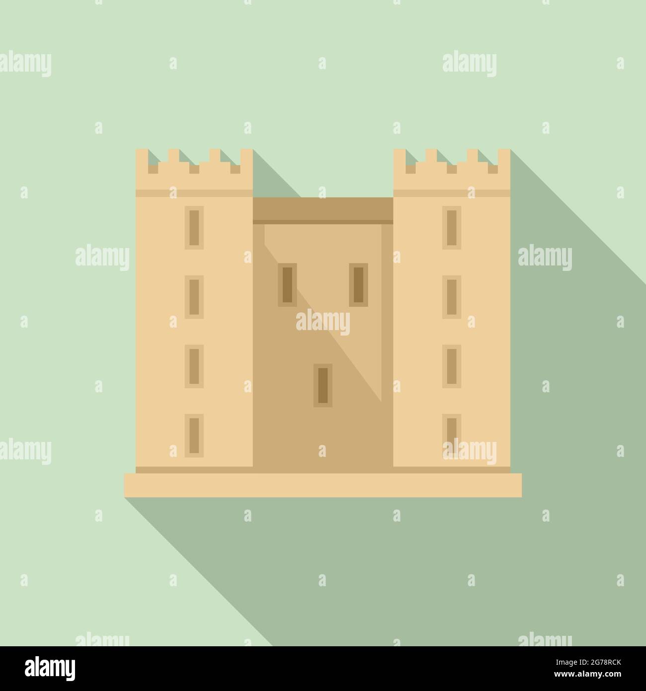 Castle facade icon flat vector. Old medieval castle. Stone door Stock ...