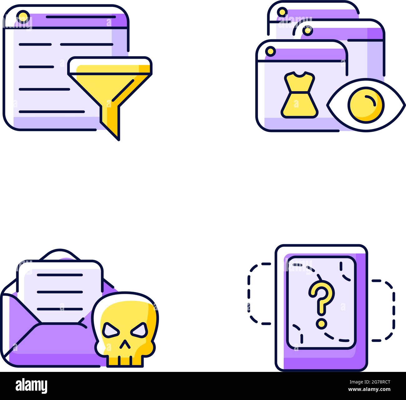 Network surveillance purple RGB color icons set Stock Vector Image ...