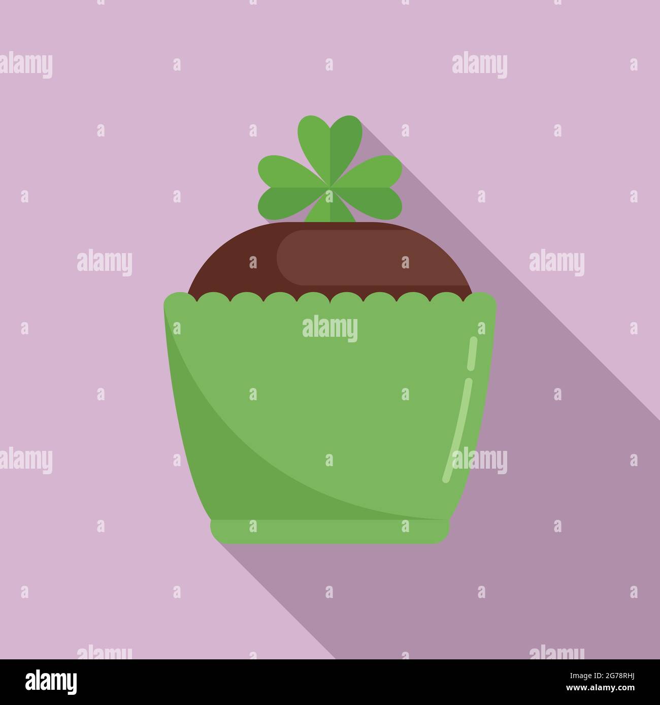 Clover plant pot icon flat vector. Four leaf plant. Lucky irish trefoil ...