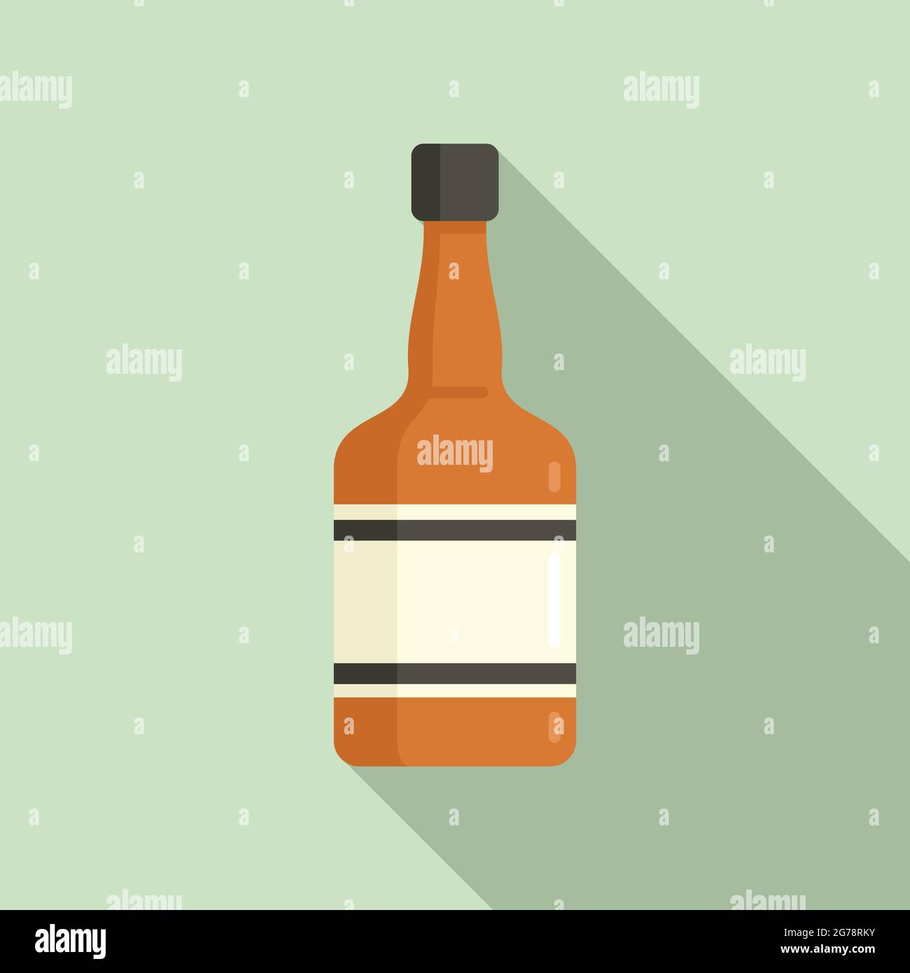 Whiskey bottle icon flat vector. Alcohol glass bottle. Liquor rum Stock ...