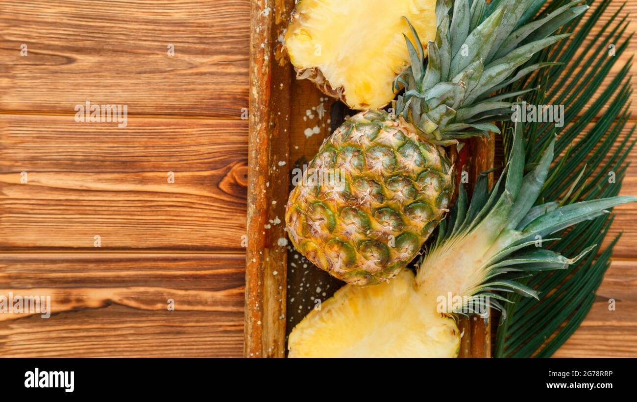 Ripe Pineapple. Tropical summer fruit pineapple halves and whole ...