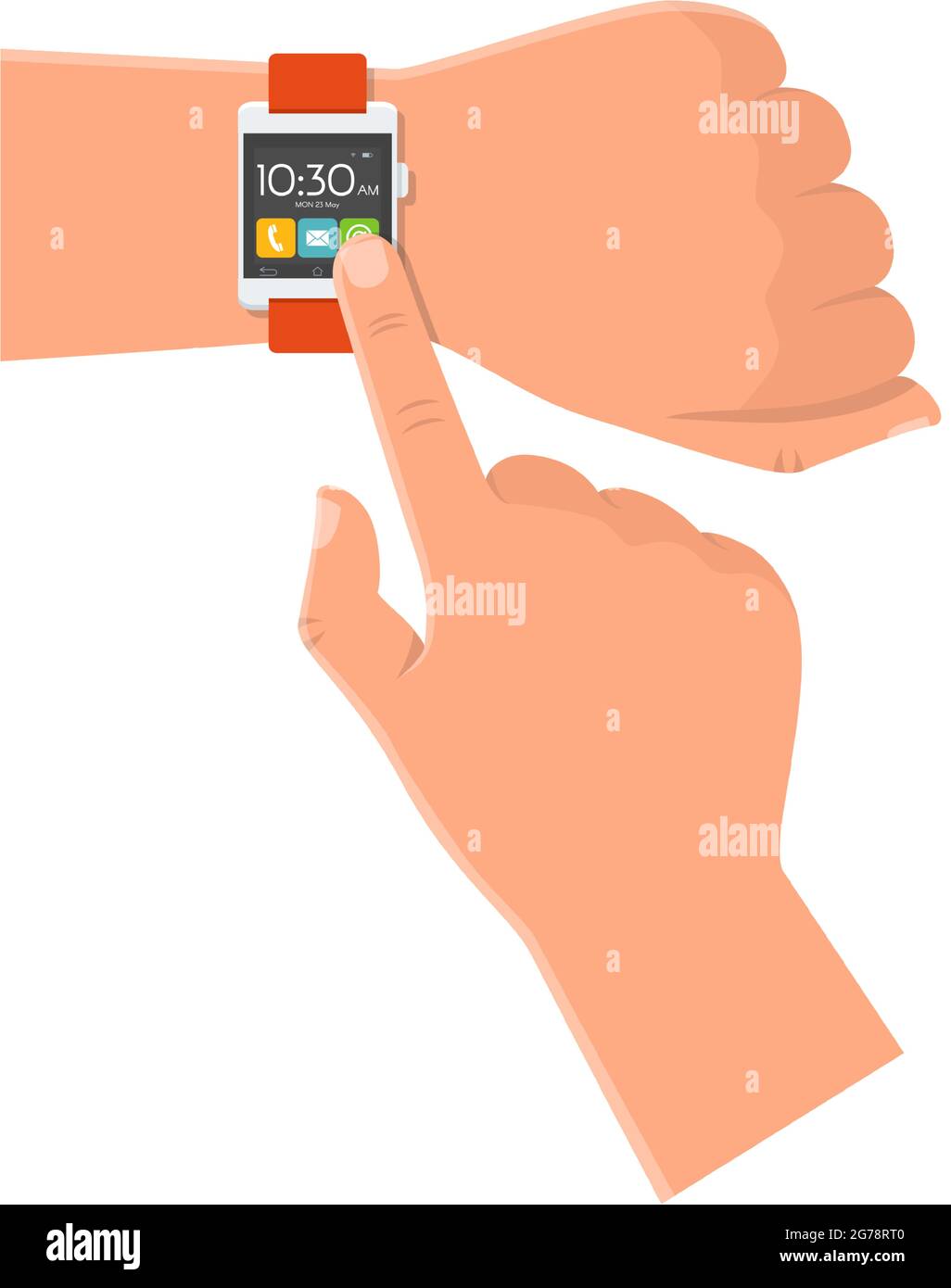 Smartwatch on hand icon vector isolated on white Stock Vector Image ...