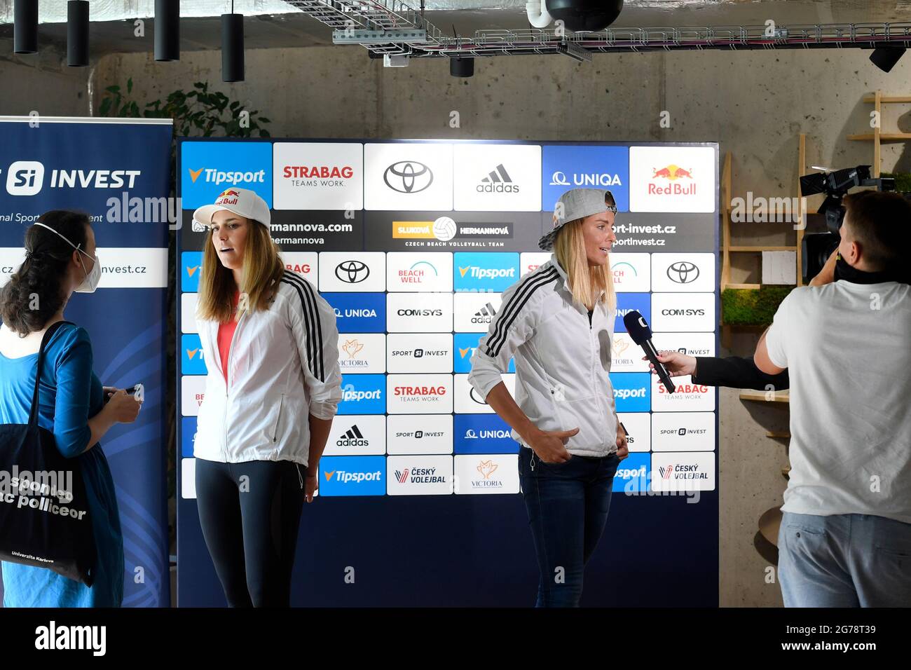 Prague, Czech Republic. 12th July, 2021. Czech beach volleyball players ...