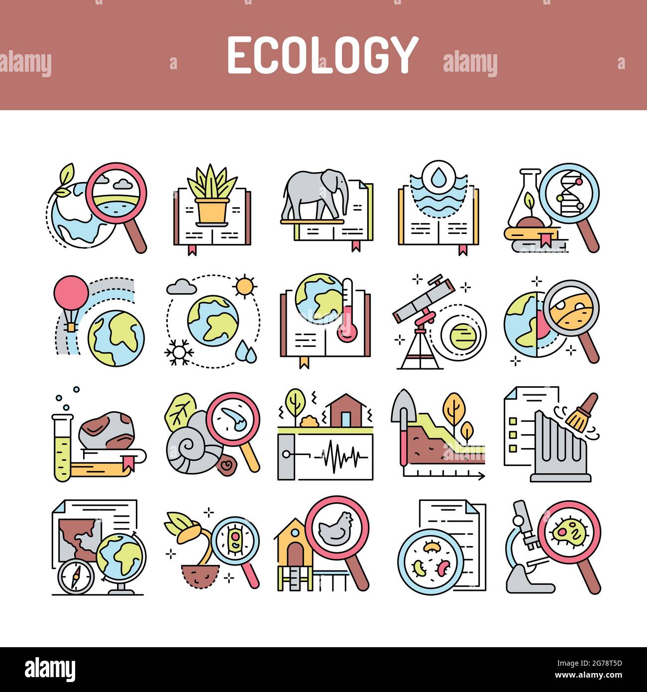 Ecology line icons set. Isolated vector element. Outline pictograms for ...