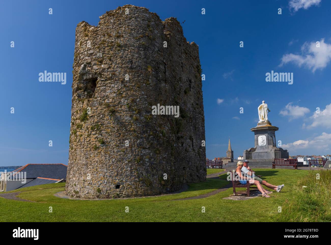 The tower of Tenby Castle on Castle Hill, Tenby, Pembrokeshire, Wales ...
