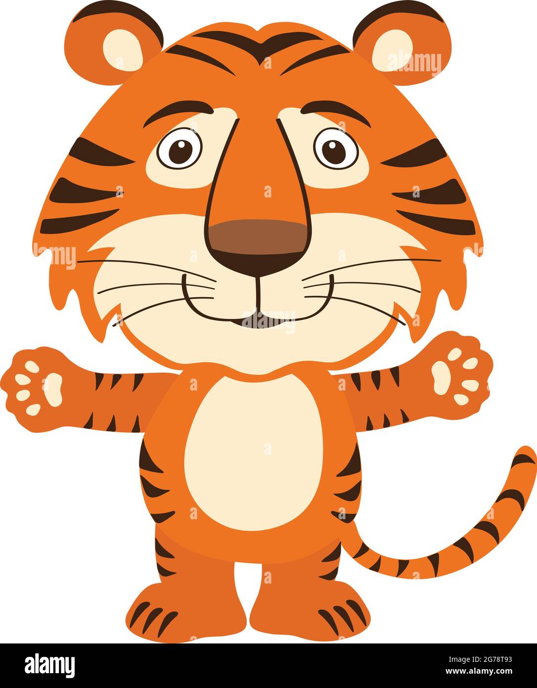 funny and cheerful tiger, illustration for children Stock Vector Image ...