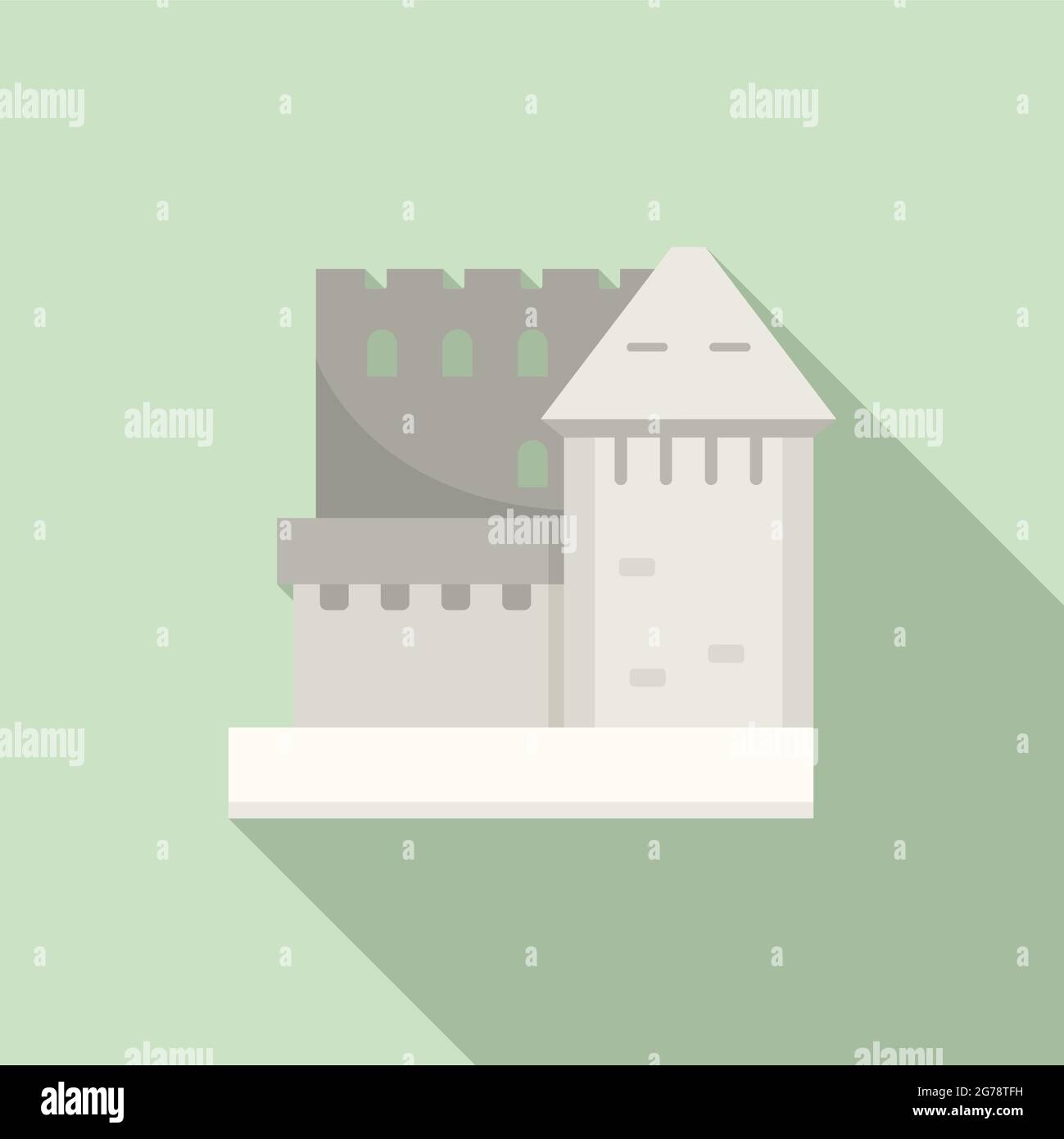 Slovenia castle icon flat vector. Travel poster. Mountain castle Stock ...