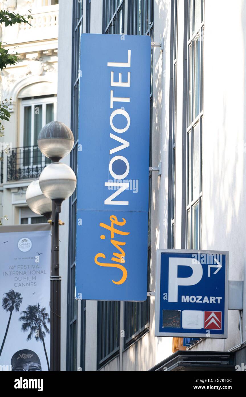 A shop sign of Suite NOVOTEL,on July 12, 2021 in Cannes, France. Photo ...