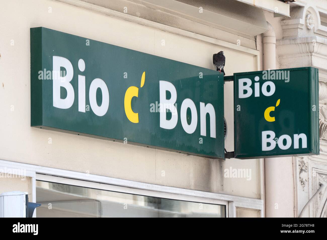 A shop sign of Bio c Bon,on July 12, 2021 in Cannes, France. Photo by ...