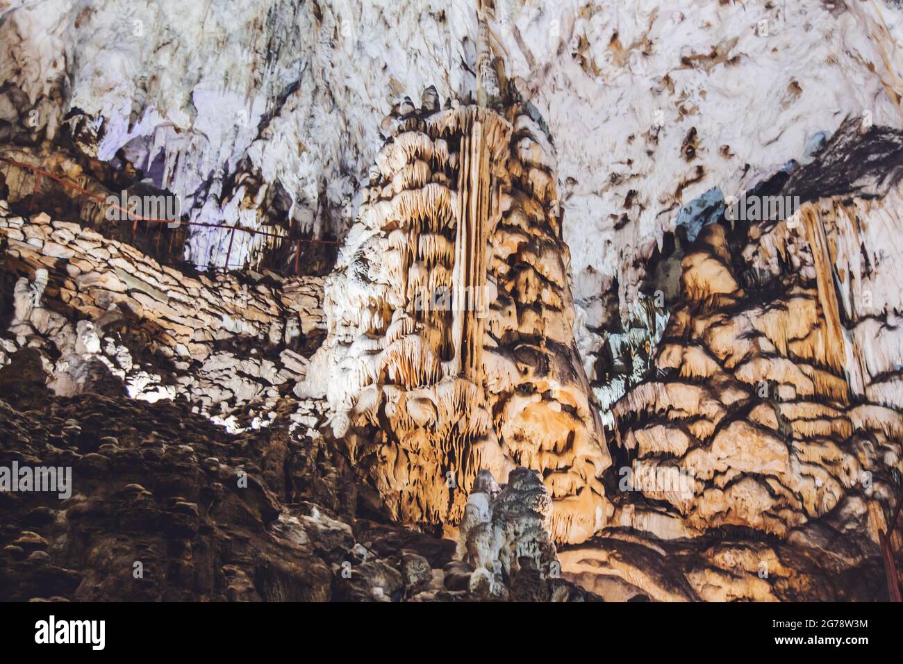 Underground cave, amazing scene , view of stalactites and stalagmite ...