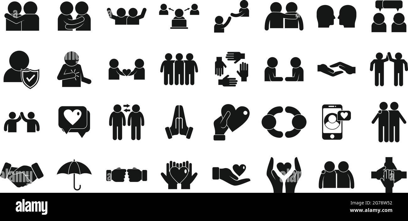 Trust icons set simple vector. People team. Together trust community ...