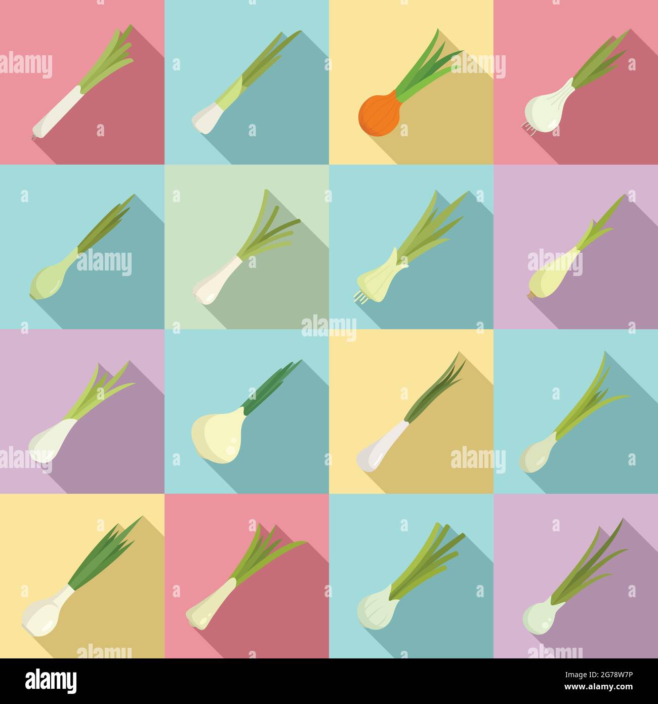 Chives icons set flat vector. Agriculture farming. Fresh vegetable ...