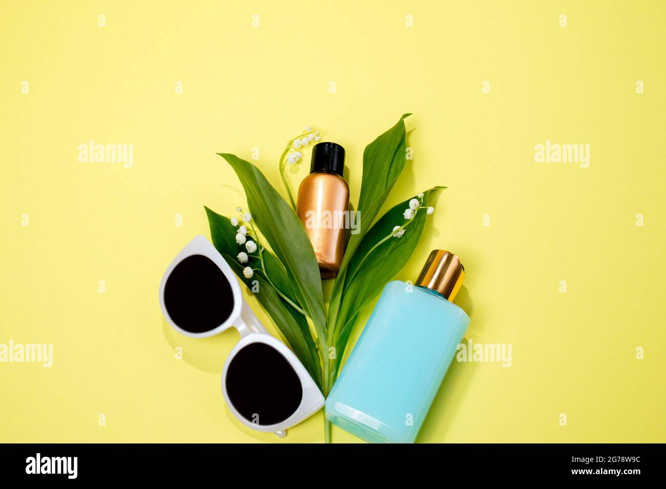 Sun protection lotion, sunscreen. Summer skin care concept with spf ...