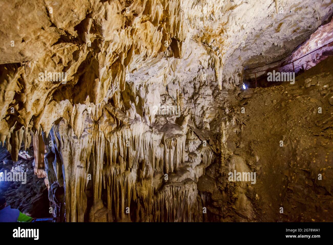 Underground cave, amazing scene , view of stalactites and stalagmite ...