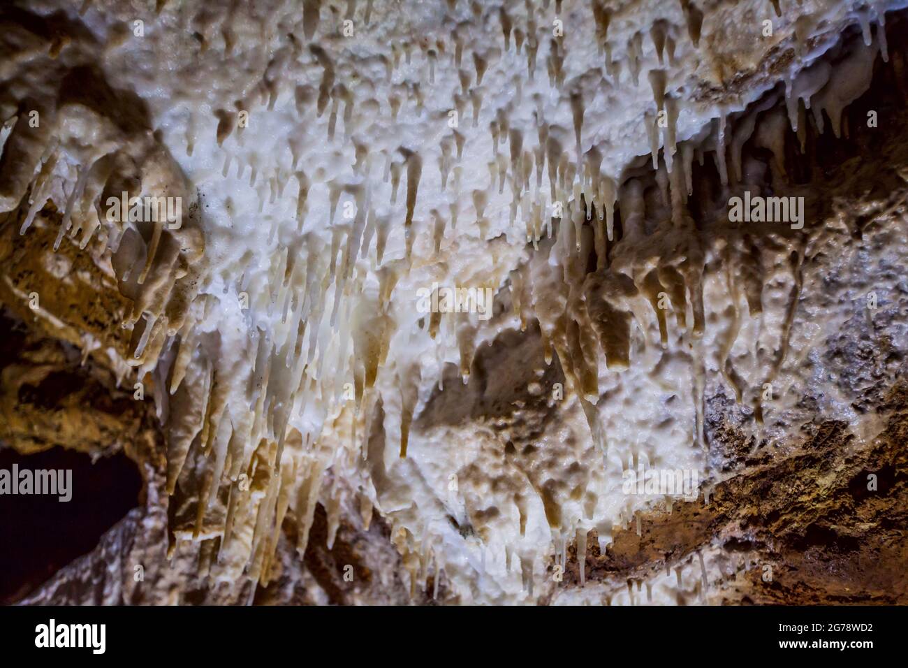 Underground cave, amazing scene , view of stalactites and stalagmite ...