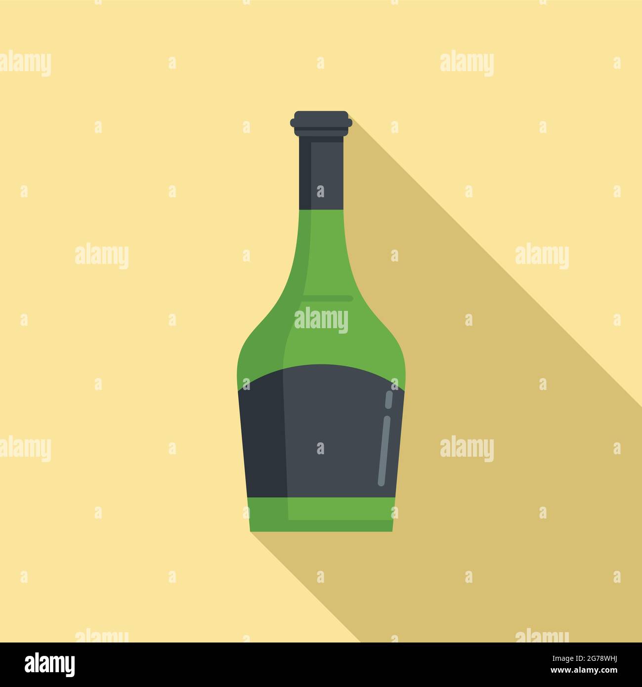 Wine bottle icon flat vector. Glass bottle vine label. Alcohol ...