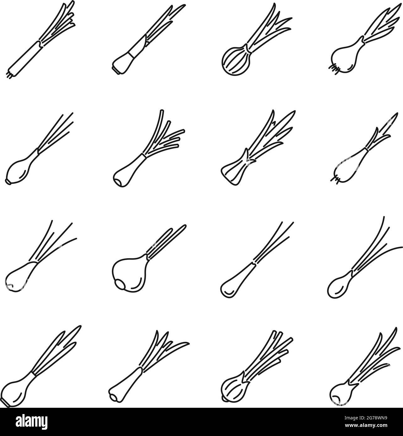 Farming chives icons set outline vector. Cooking plant. Fresh vegetable ...