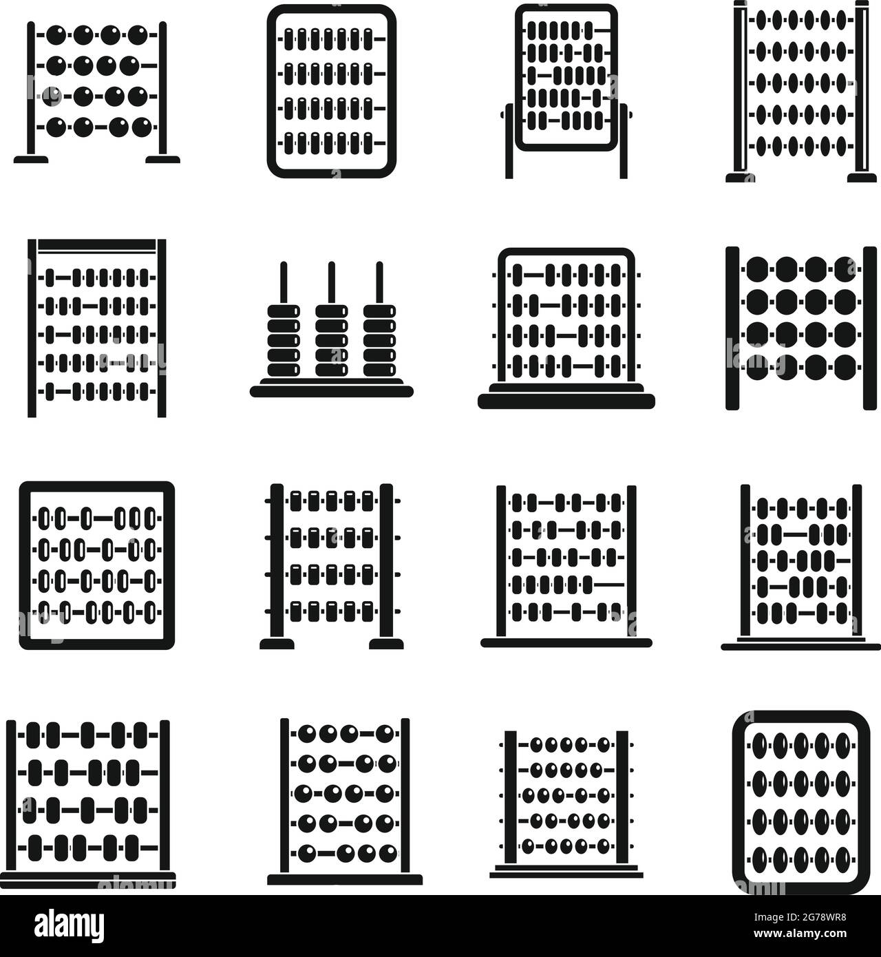 Accounting abacus icons set simple vector. Arithmetic calculate ...