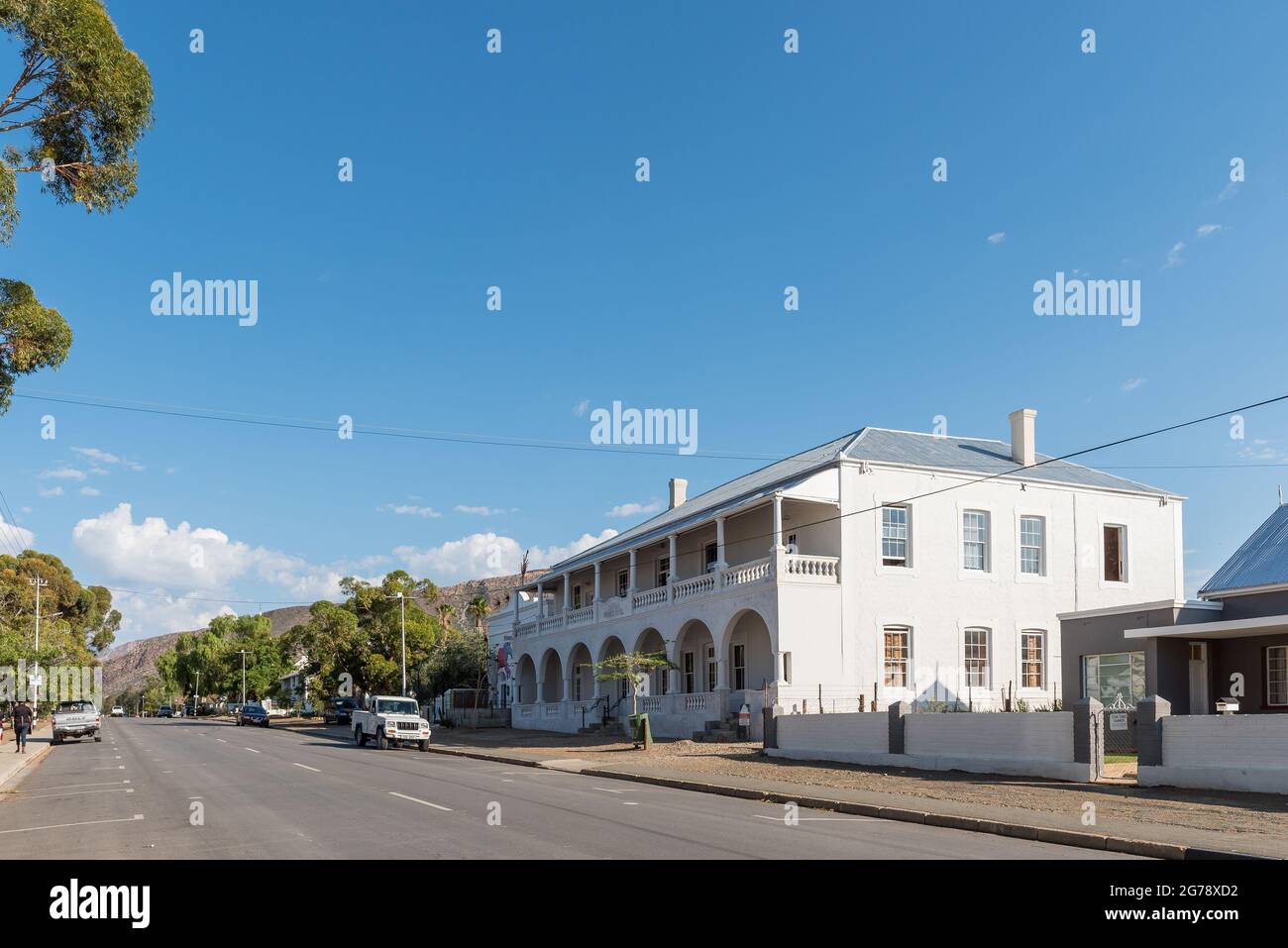 PRINCE ALBERT, SOUTH AFRICA - APRIL 20, 2021: A street scene, with an ...