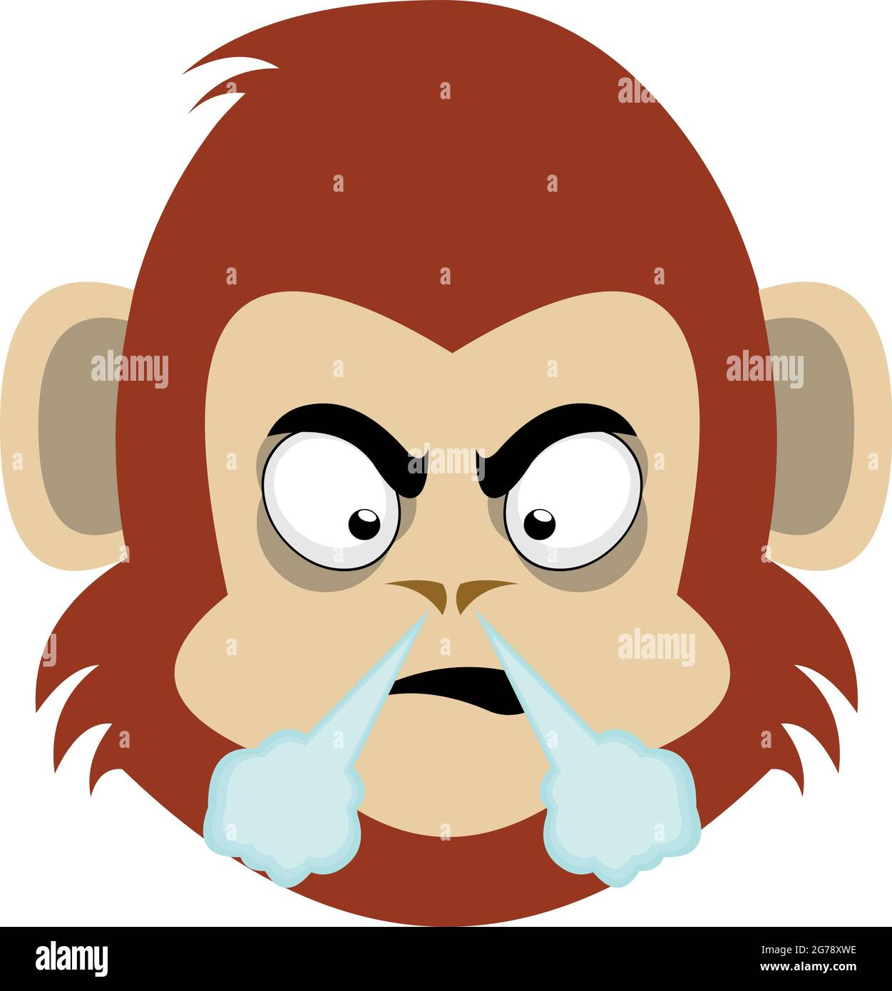 Vector emoticon illustration cartoon of a monkey´s head with angry ...