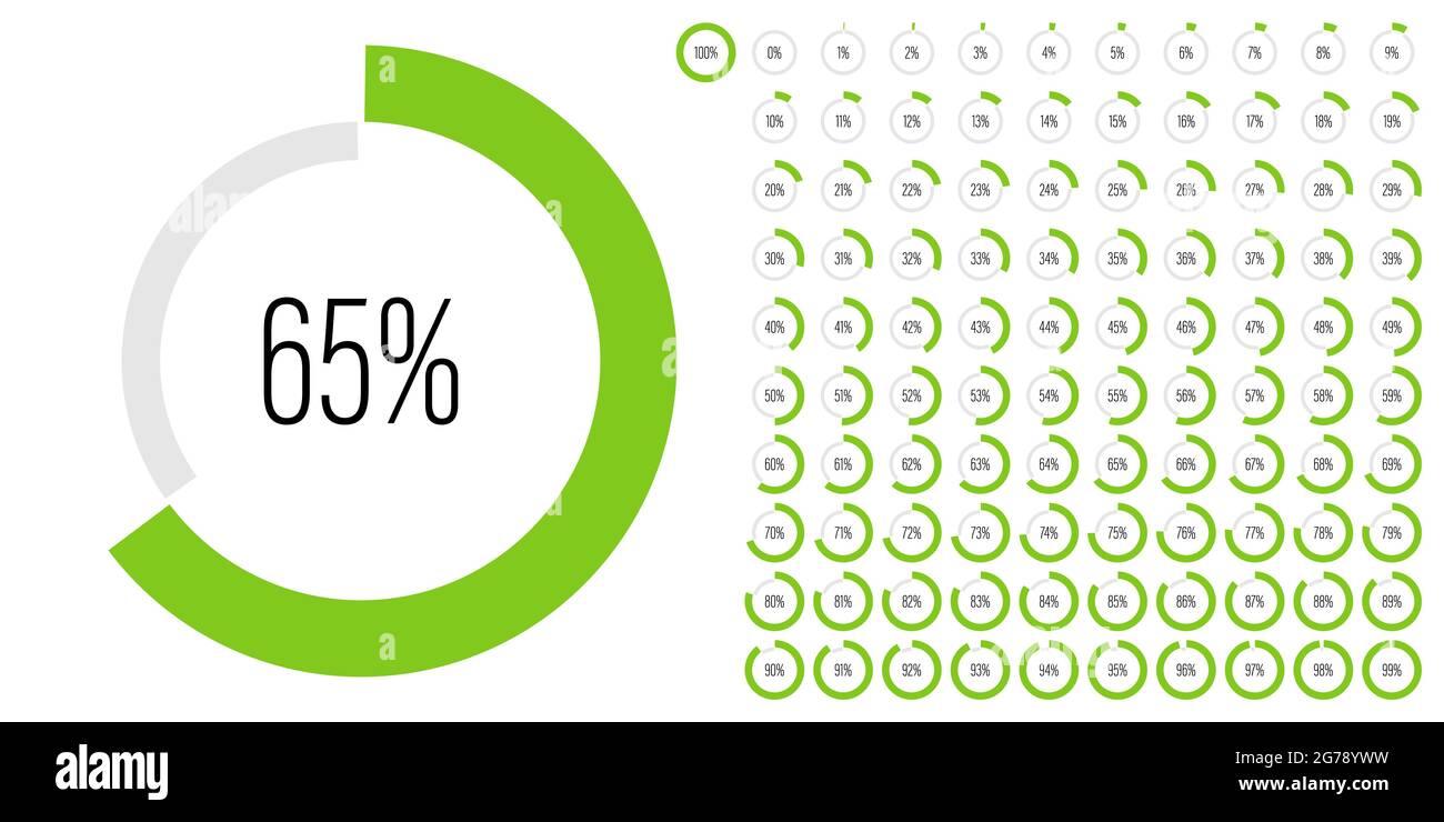 Set of circle percentage progress bar diagrams meters from 0 to 100 ...